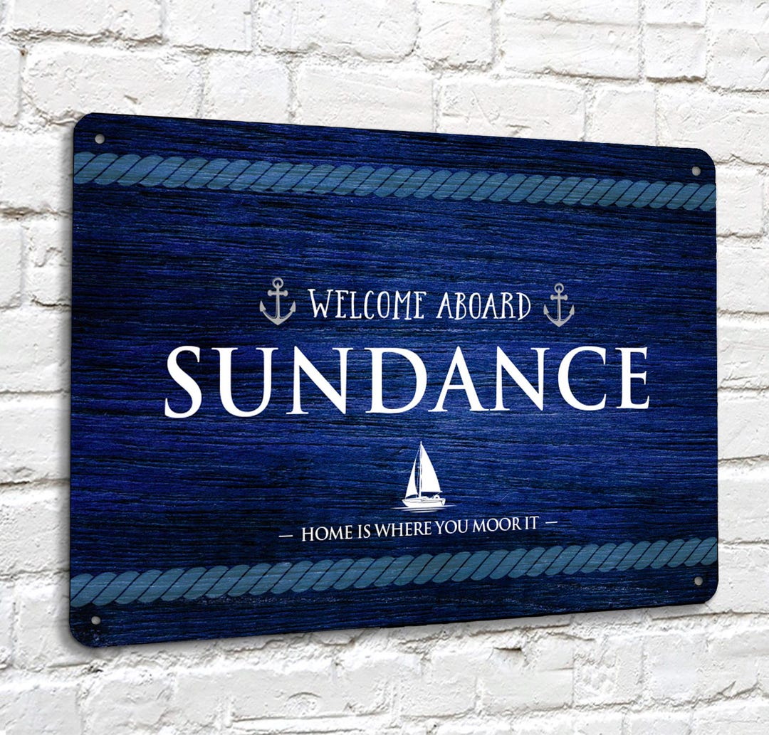 Personalised Nautical A4 Metal Sign – "welcome Aboard" With Custom Boat ...