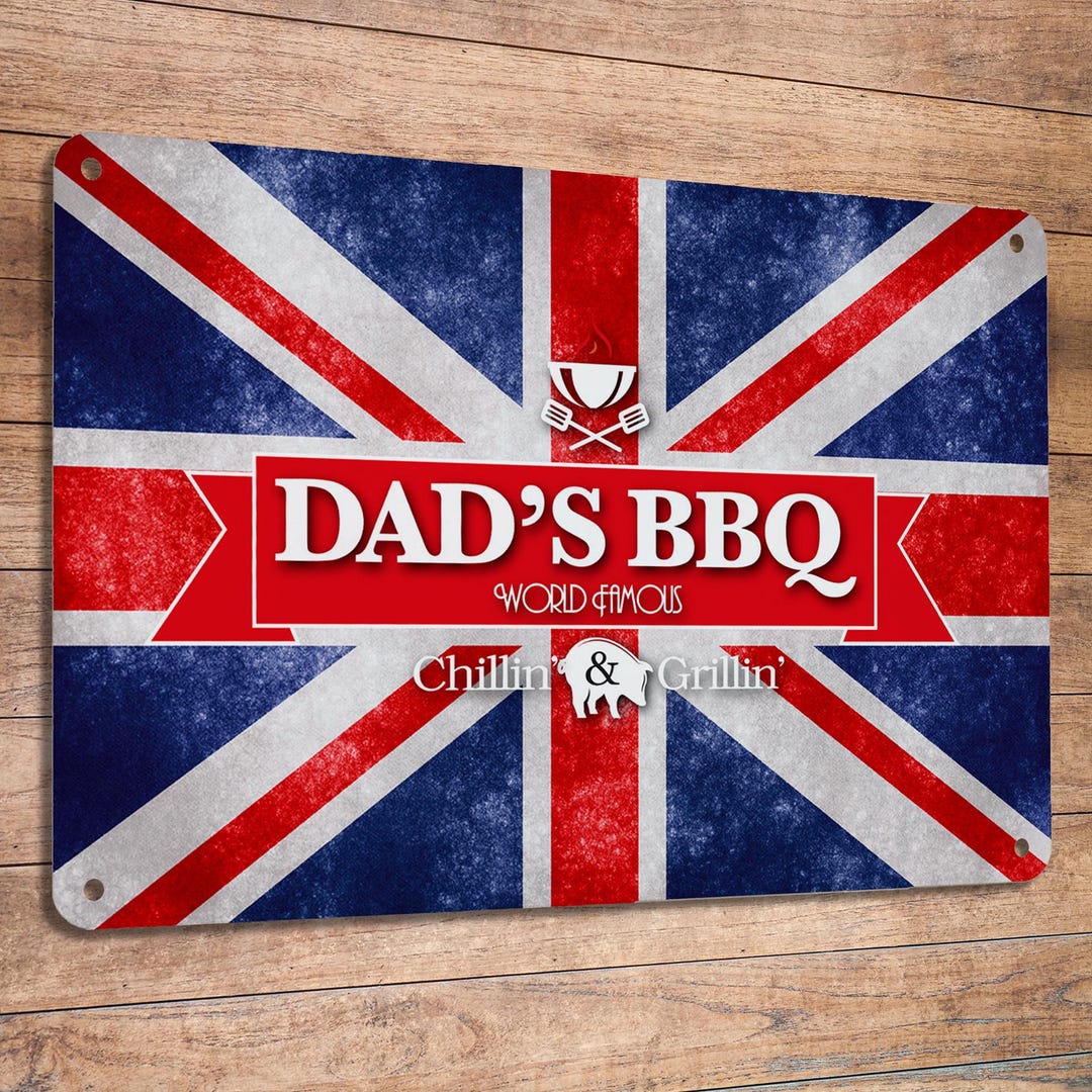 Dad's BBQ Sign | Union Jack Bar Sign A4 Metal Sign Father's Day Gift ...