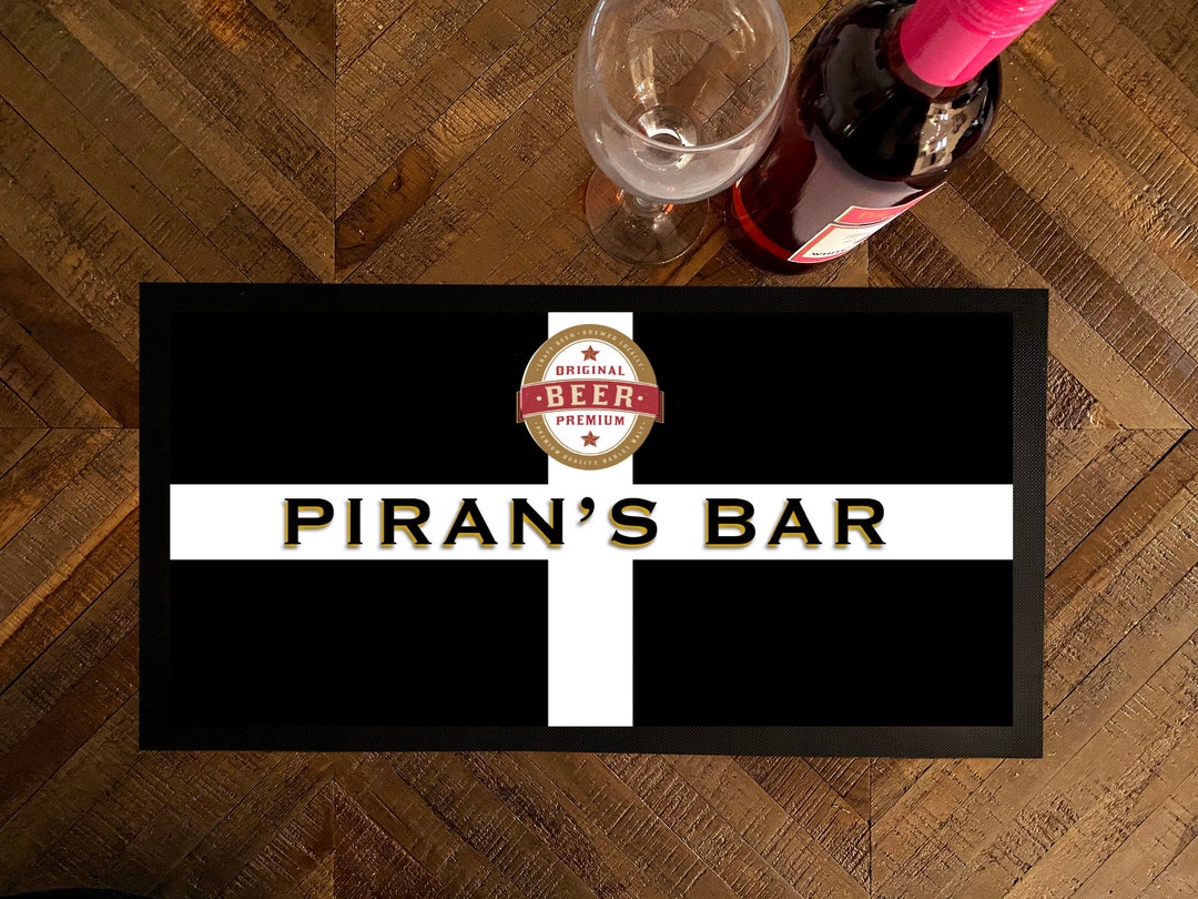 Personalised Cornish Flag Bar Runner Mat - Cornwall St Pirans Day, Gift ...