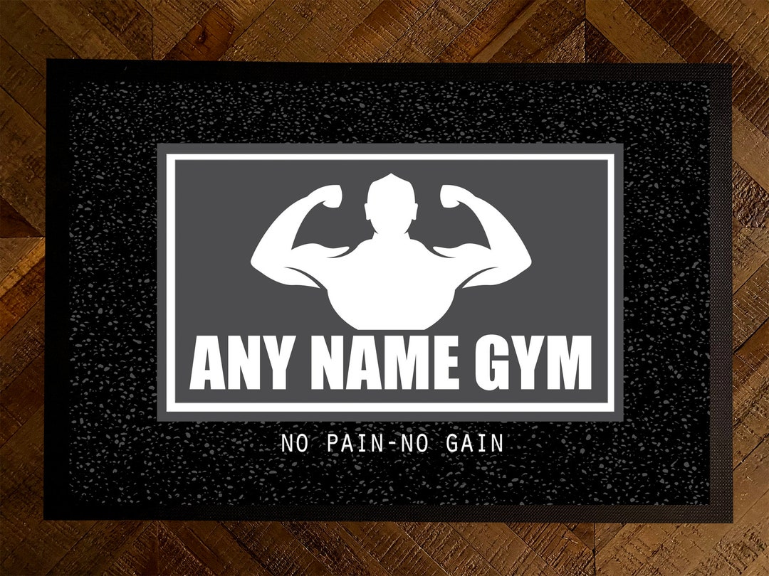 Personalised Gym Door Mat, Non Slip Base Mat, Home Gym Dumbells Mat ...