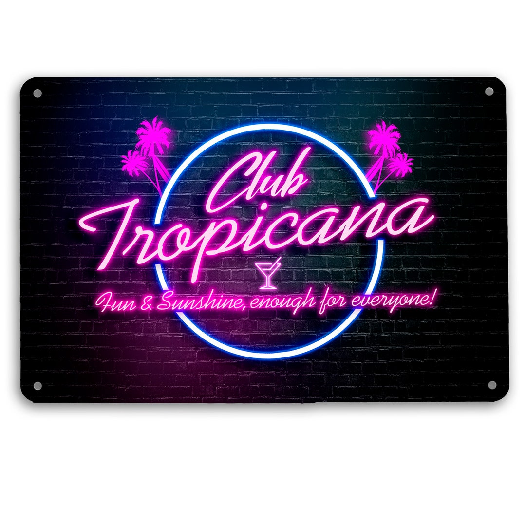 Club Tropicana Bar Sign - Printed Metal Sign A4 Home Bar Cocktail Sign ...