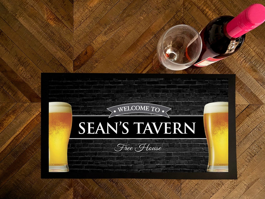 Personalized Home Bar Runner: Welcome Pints Tavern Mat - Etsy