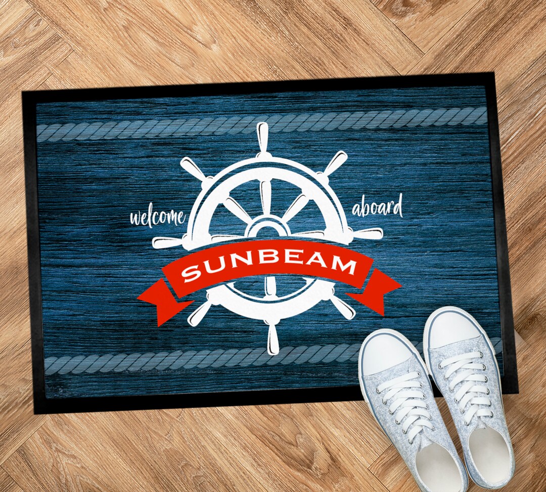 Personalised Boat/barge Door Mat 60 X 40cm, Non Slip Base Mat, Nautical ...
