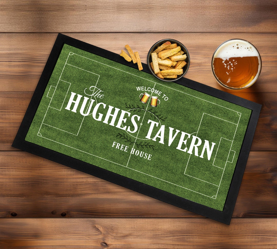 Personalised Bar Mat | Football Pitch, Man Cave | Football Bar Runner ...