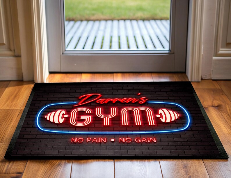 Personalised Home Gym Door Mat, 3 Sizes Non Slip Floor Mat, Gym ...
