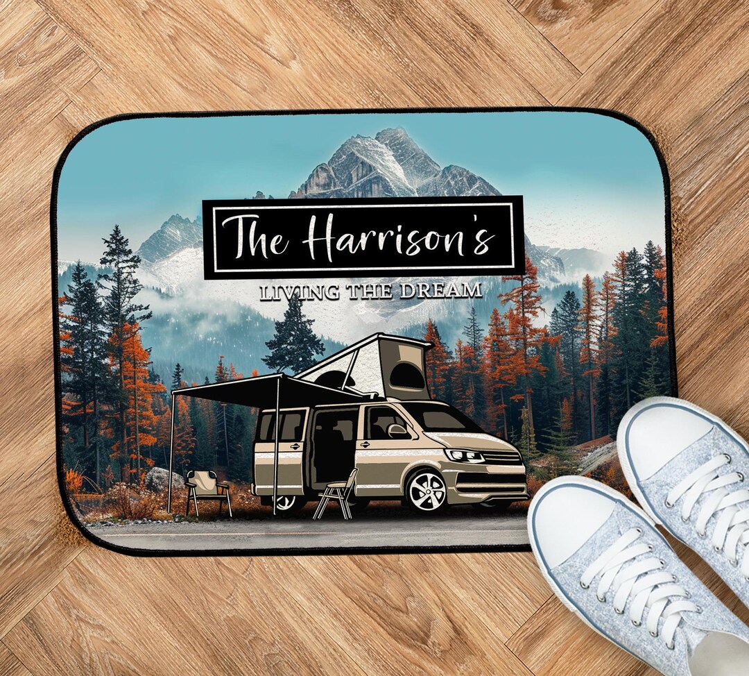 Personalised Motorhome Door Mat – Campervan Sunset Welcome Mat ...