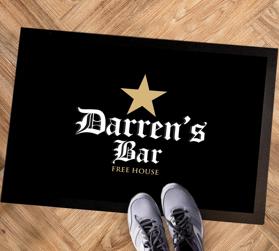 Personalised Bar Door Mat | Gold Star Beer Door Mat 60 X 40 Cm - Home ...