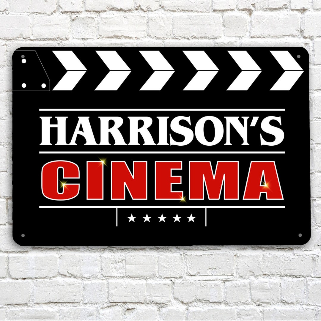 Personalised Cinema Room Sign | Clapperboard Printed Family Cinema Room ...