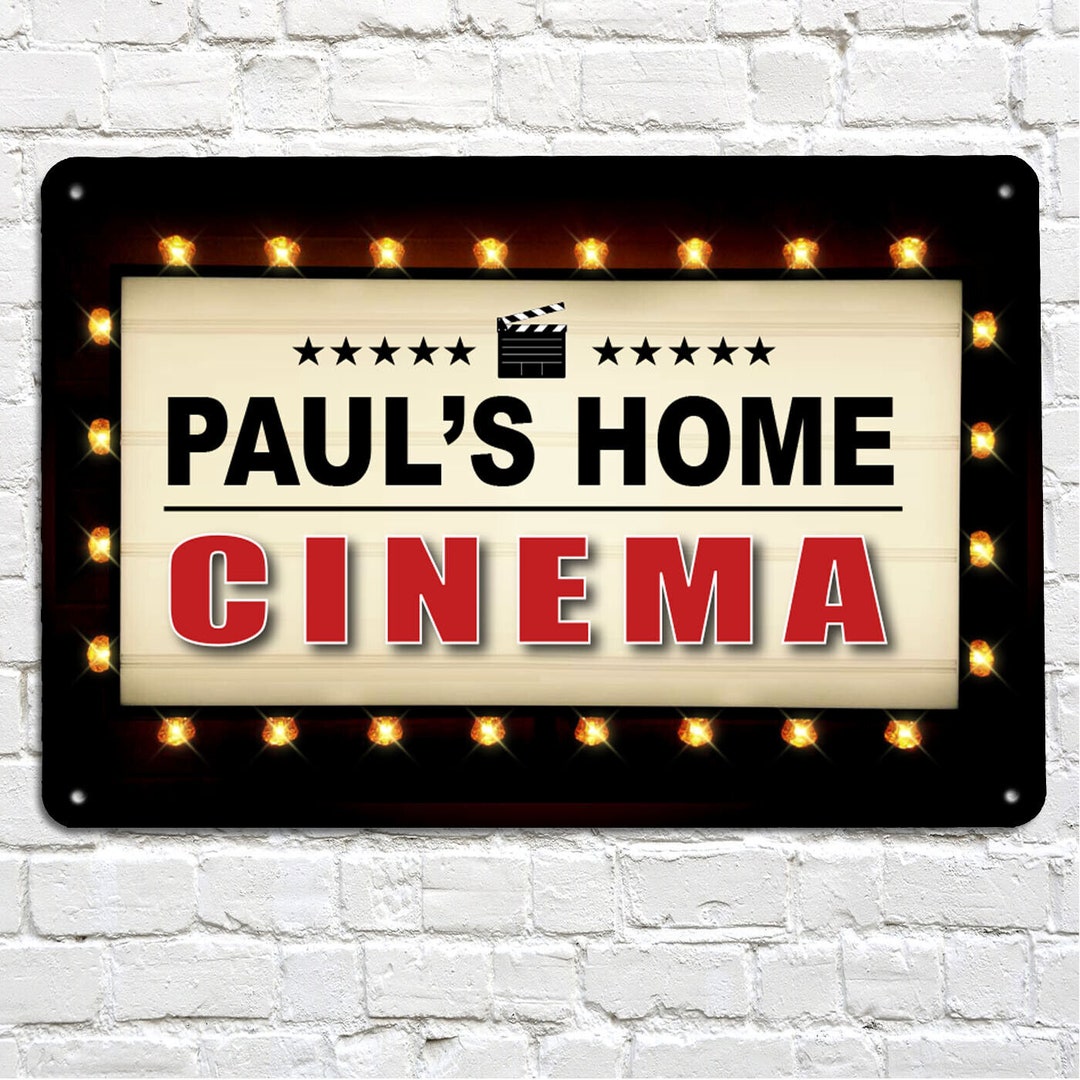 Personalised Cinema Room Sign - Home Cinema Metal A4 Sign Plaque Gift ...