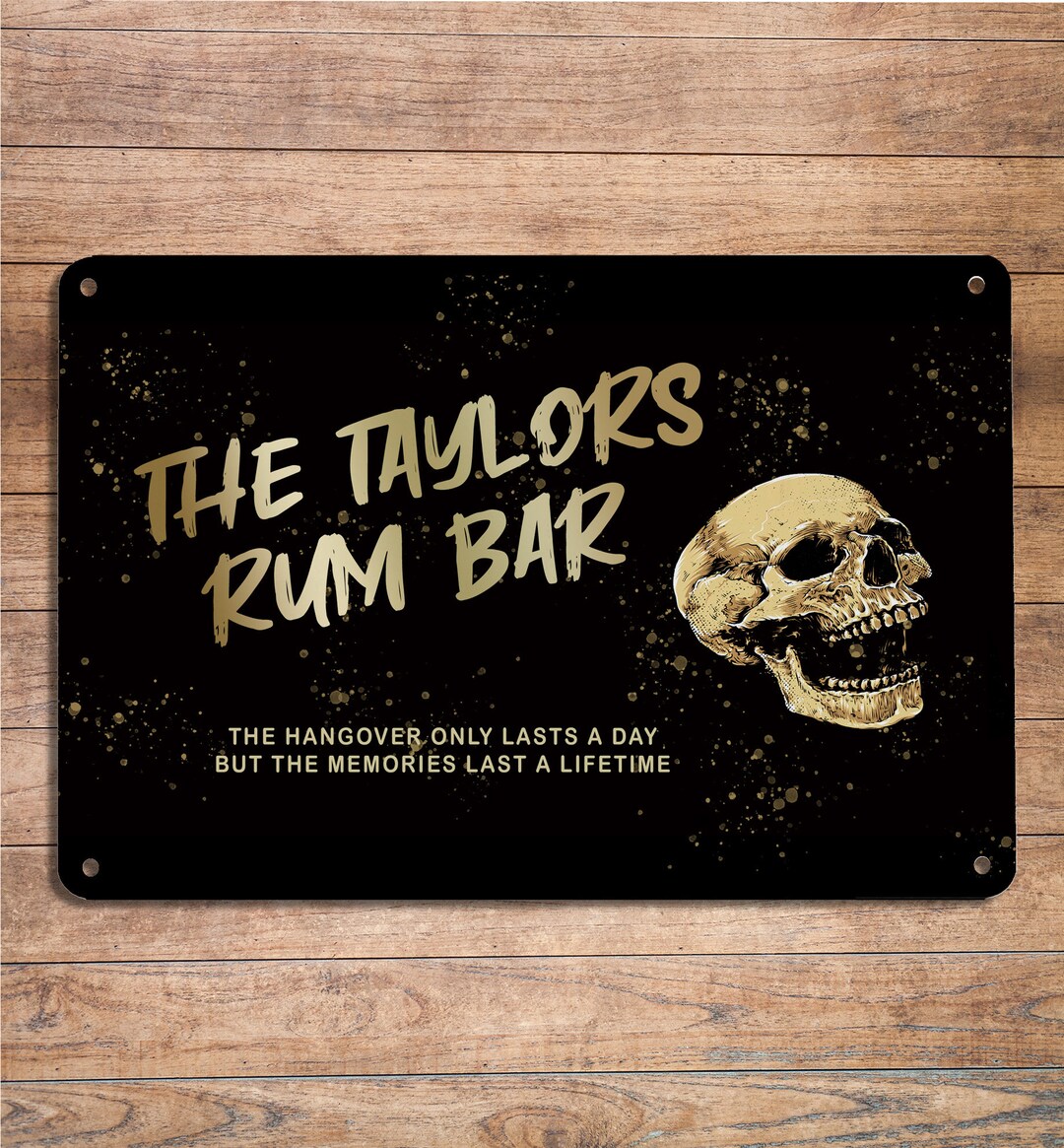 Personalised Rum Bar Sign - Skull Spiced Rum Bar, Gift for Home Bar ...