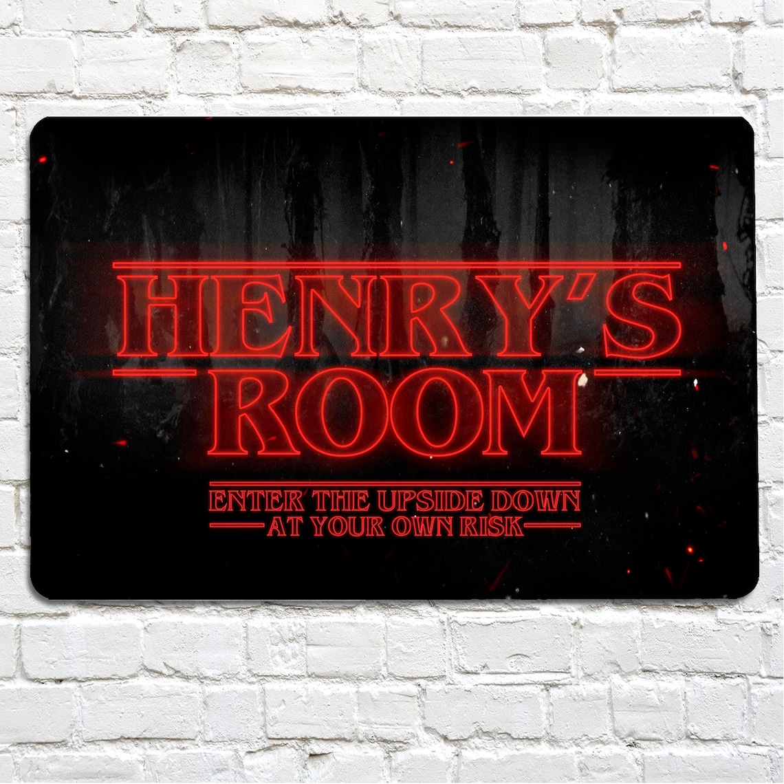 Personalised Room Sign Red Stranger Type A4 Metal Wall Art - Etsy UK