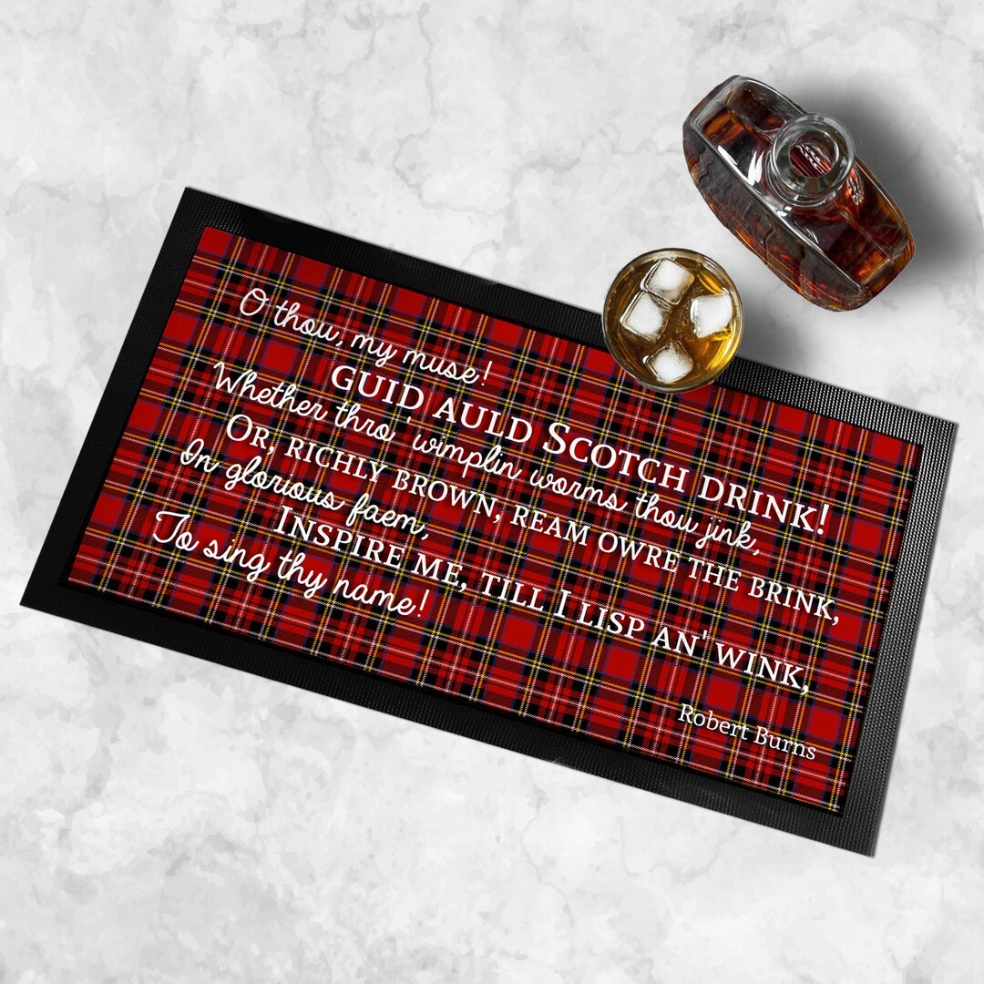 Burns Night Bar Mat – Red Scottish Tartan | “guid Auld Scotch Drink ...