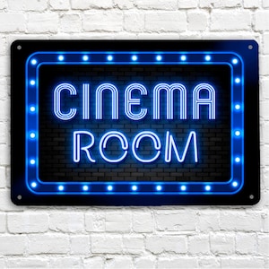 Cinema Room Sign - Printed Home Cinema Movie Room A4 Metal Sign, Red ...