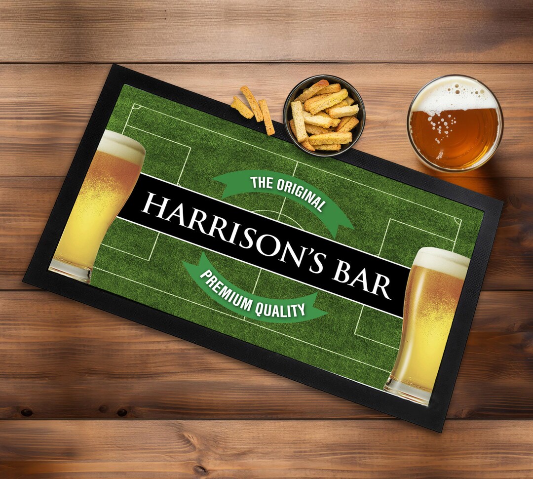 Personalised Bar Mat | Football Pitch | Sports Bar Man Cave Fathers Day ...