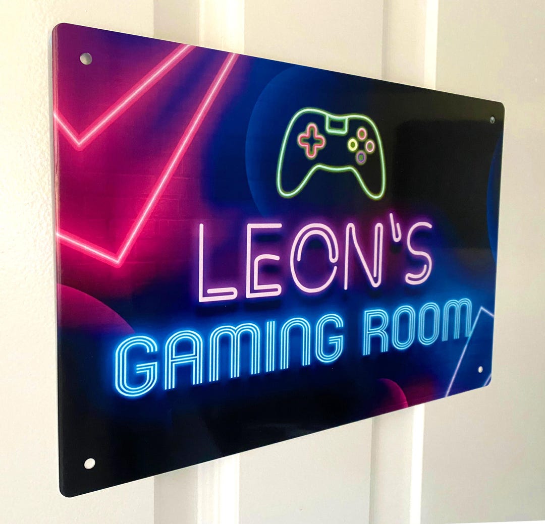 Personalised Gaming Room Sign - Neon Effect Printed Teenagers Video ...