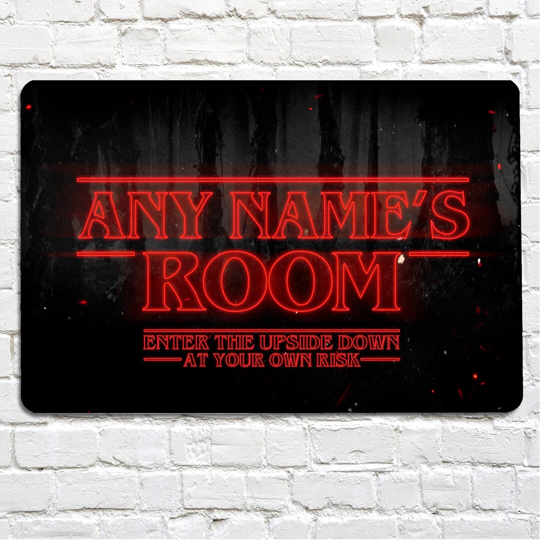 Personalised Room Sign, Red Stranger Type A4 Metal Wall Art Sign ...