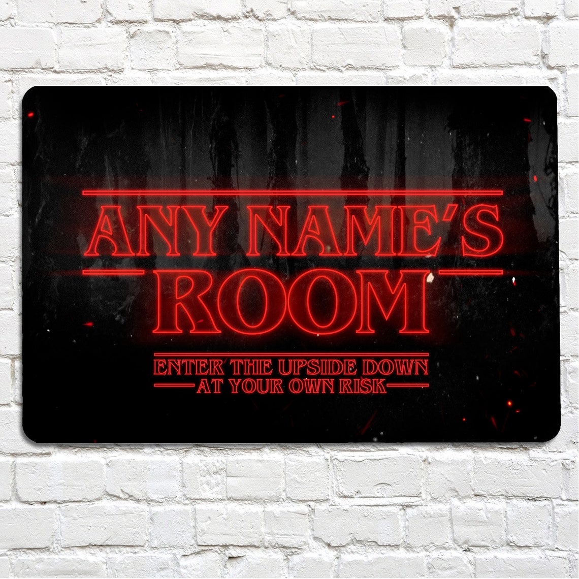 Personalised Room Sign Red Stranger Type A4 Metal Wall Art - Etsy UK