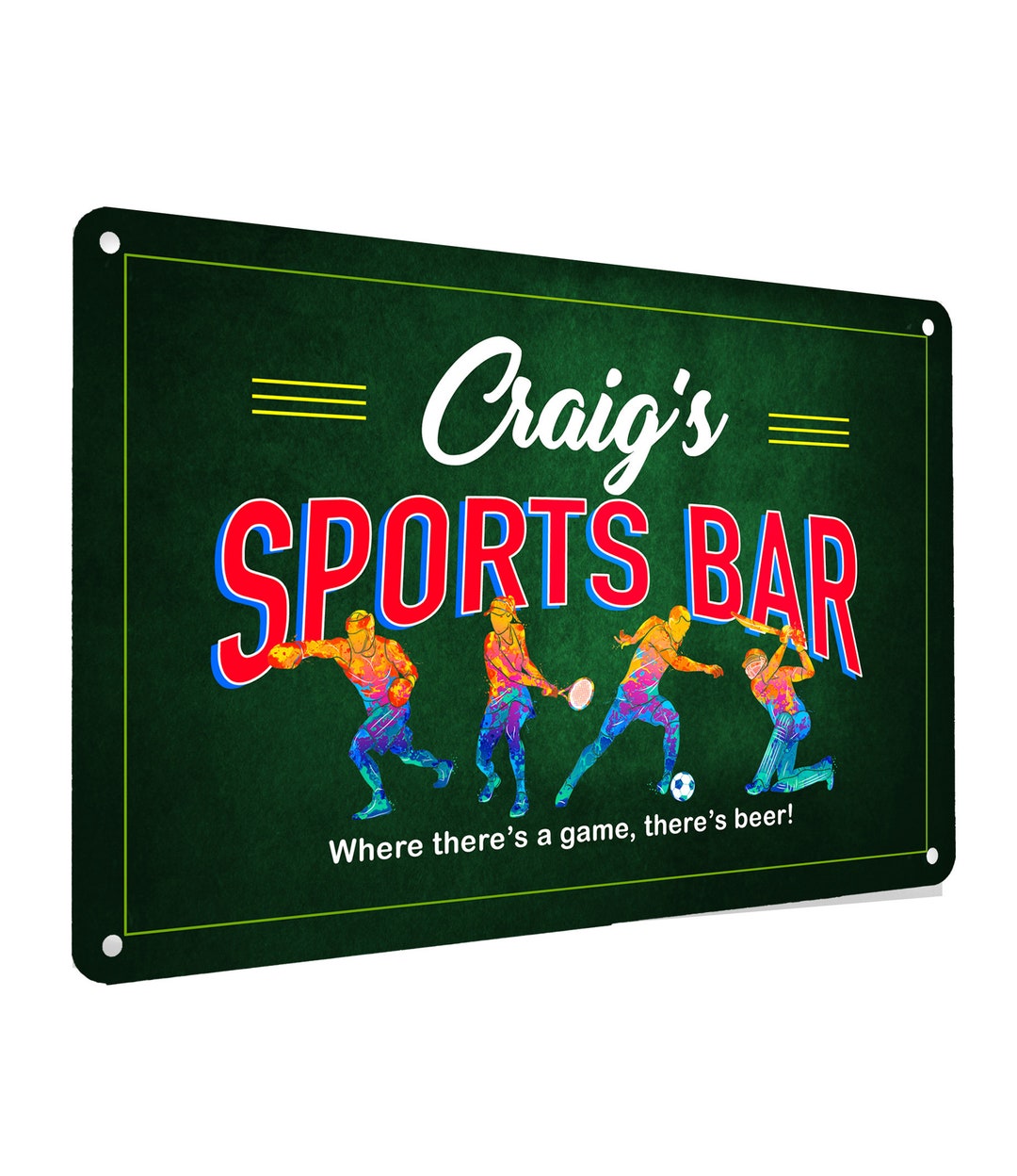Personalised Sports Bar Sign - A4 Metal Home Bar Cricket, Football ...