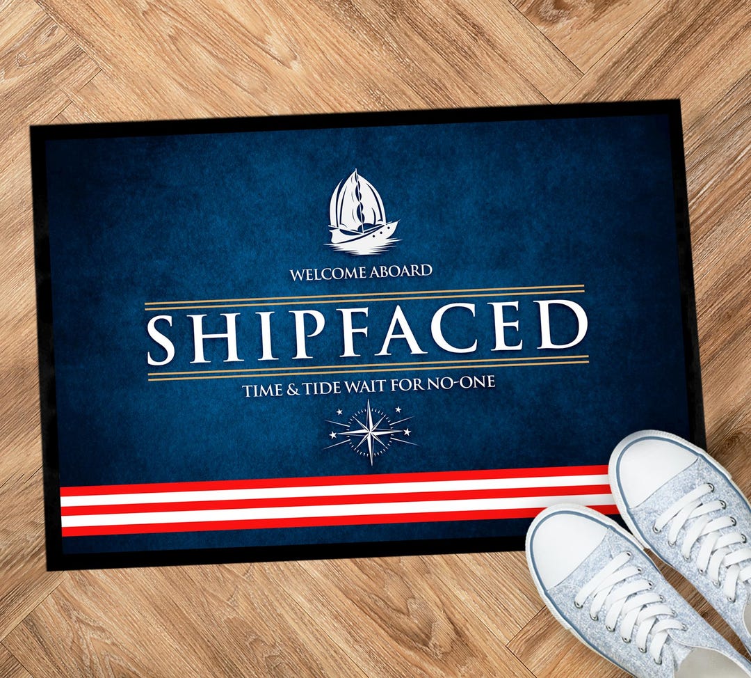 Personalised Boat Mat - Blue Boat, Yacht, Canal Narrow, Door Mat 60 X ...
