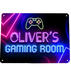Personalised Gaming Room Sign | Neon Effect Printed Teenagers Video ...
