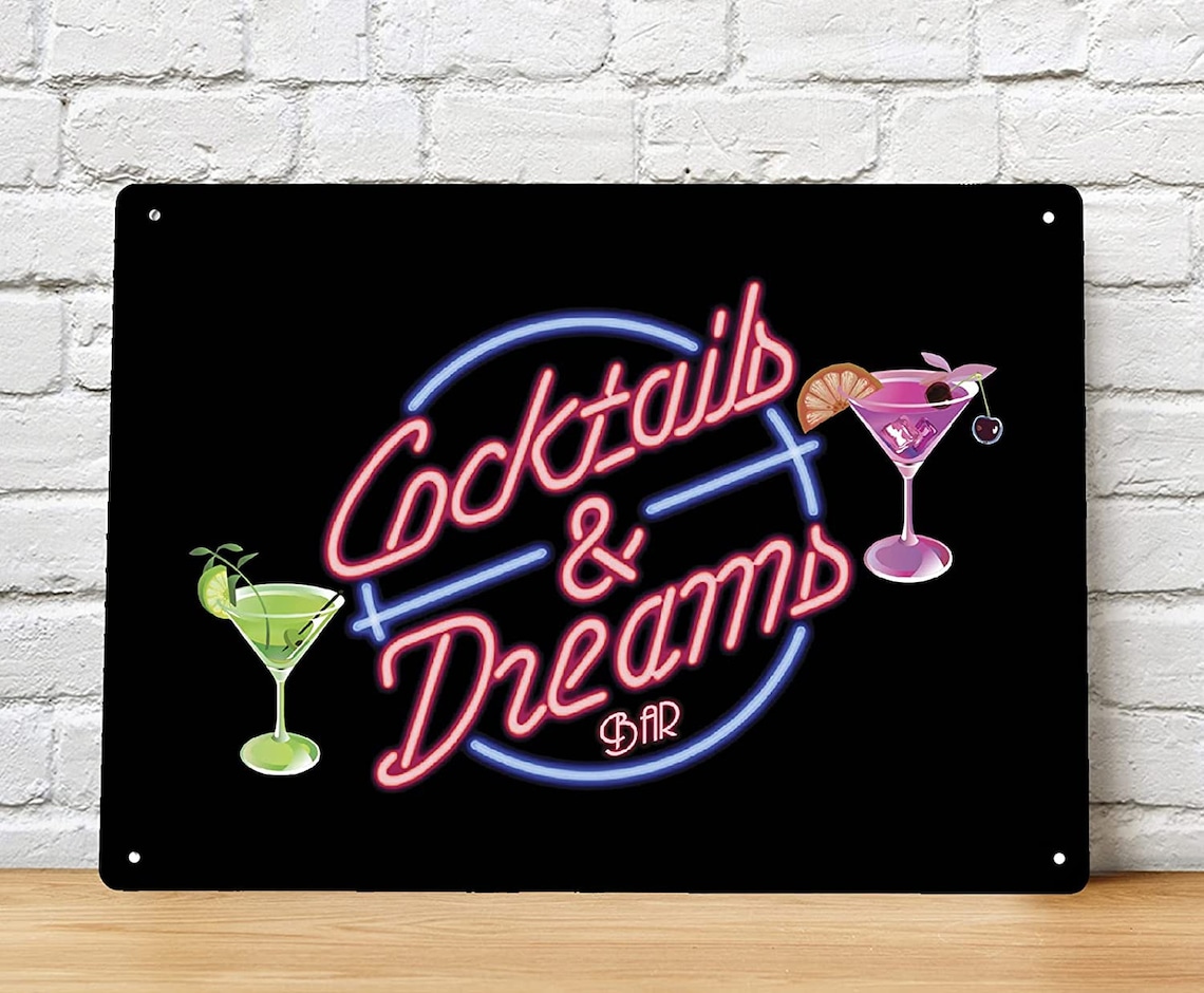 Cocktails & Dreams Cocktail Bar Sign Metal A4 Sign | Etsy