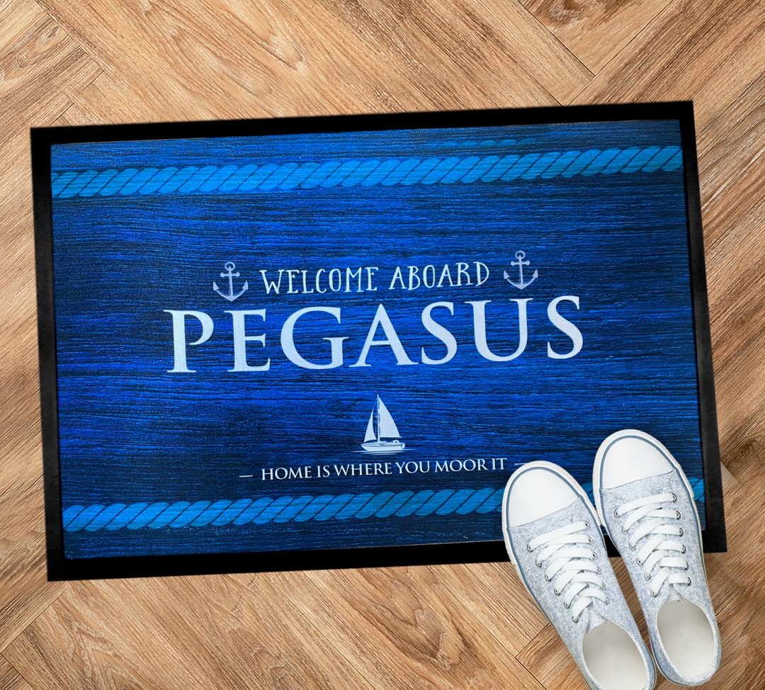 Personalised Boat/barge Door Mat 60 X 40cm, Non Slip Base Mat, Nautical ...