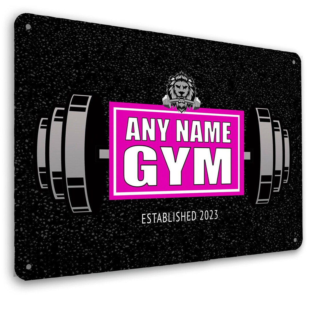 Personalised Gym Sign - Home Gym Room Lion Barbell Workout A4 Metal ...