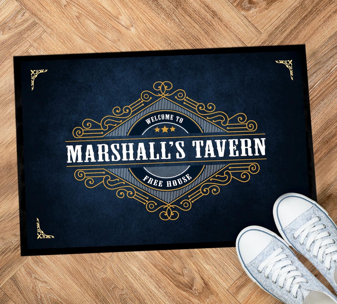Personalised Bar Door Mat - Blue Grunge Door Mat 60 X 40 Cm GV01DR ...