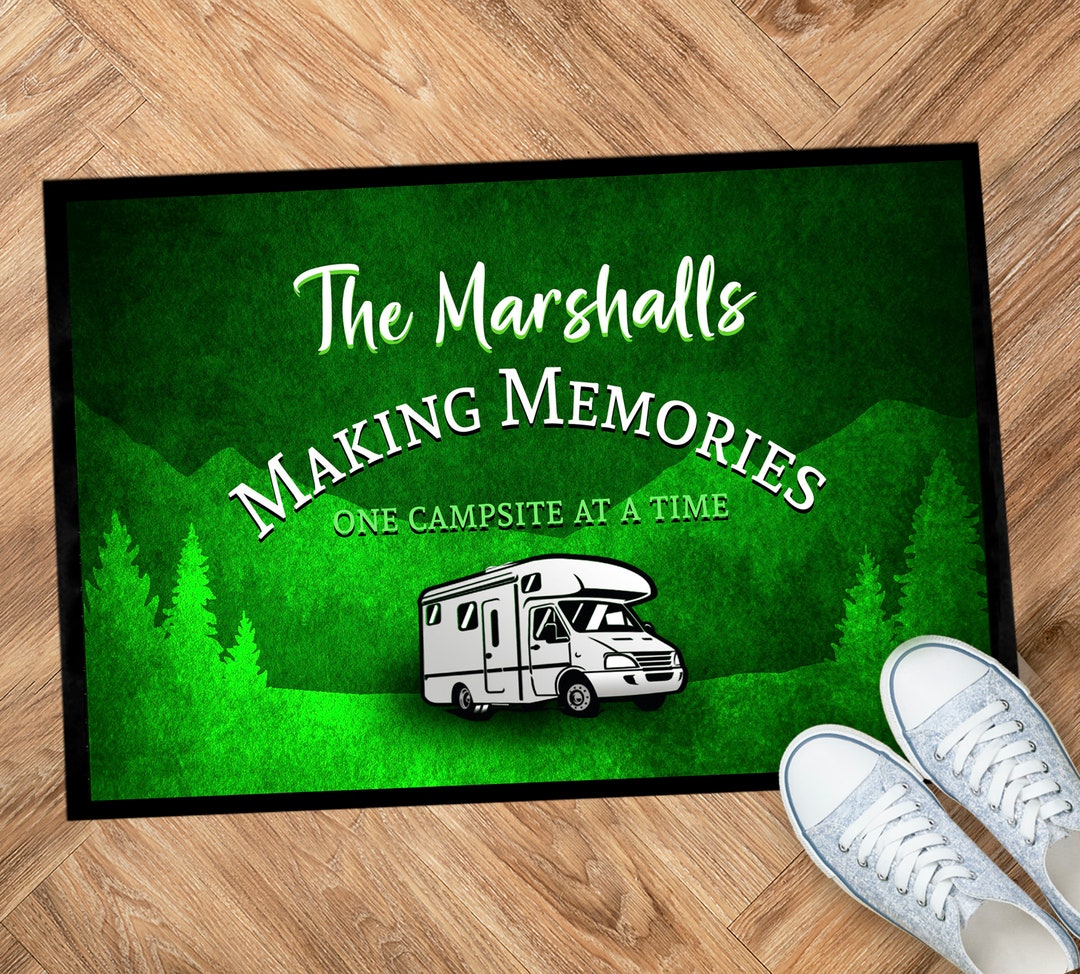 Personalised Campervan Door Mat | Green Motorhome, Making Memories ...