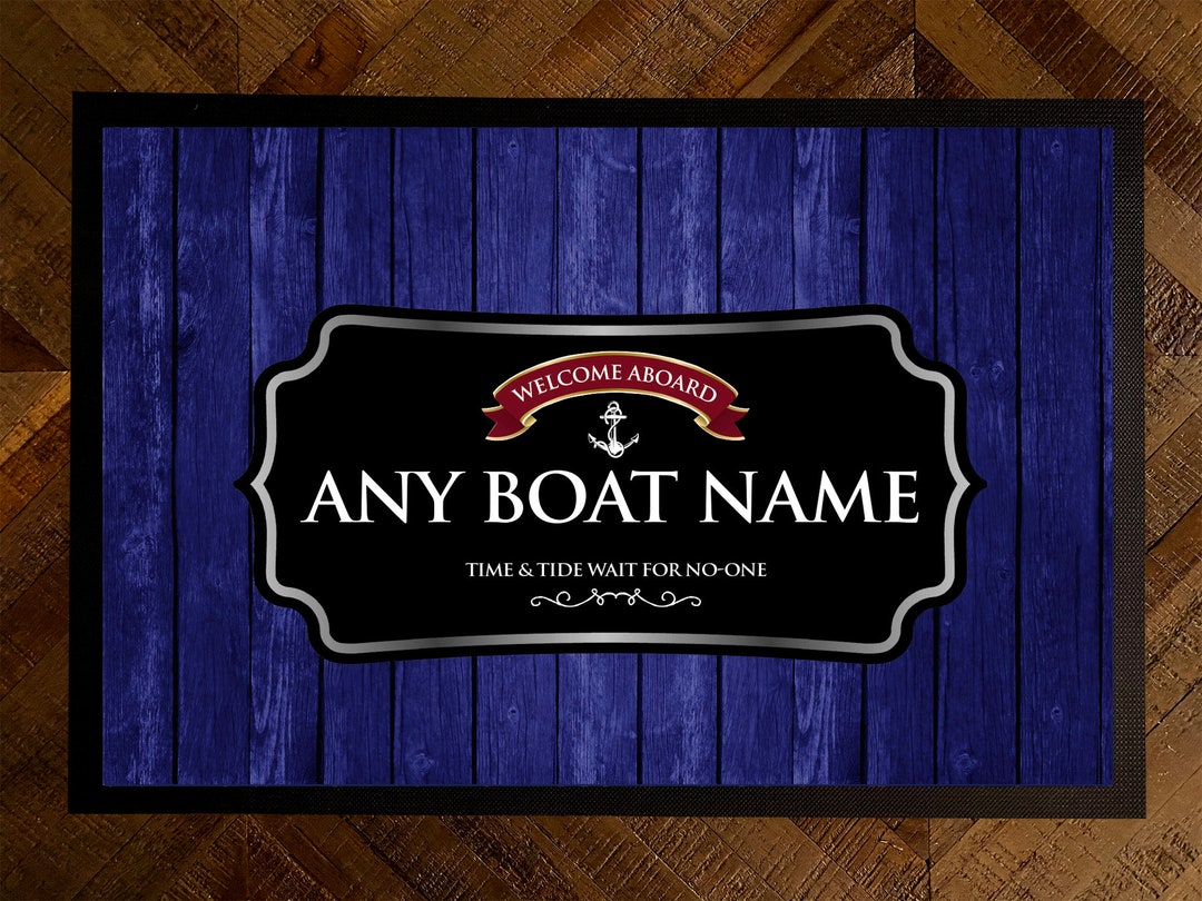 Personalised Boat/barge Door Mat 60 X 40cm, Non Slip Base Mat, Nautical ...