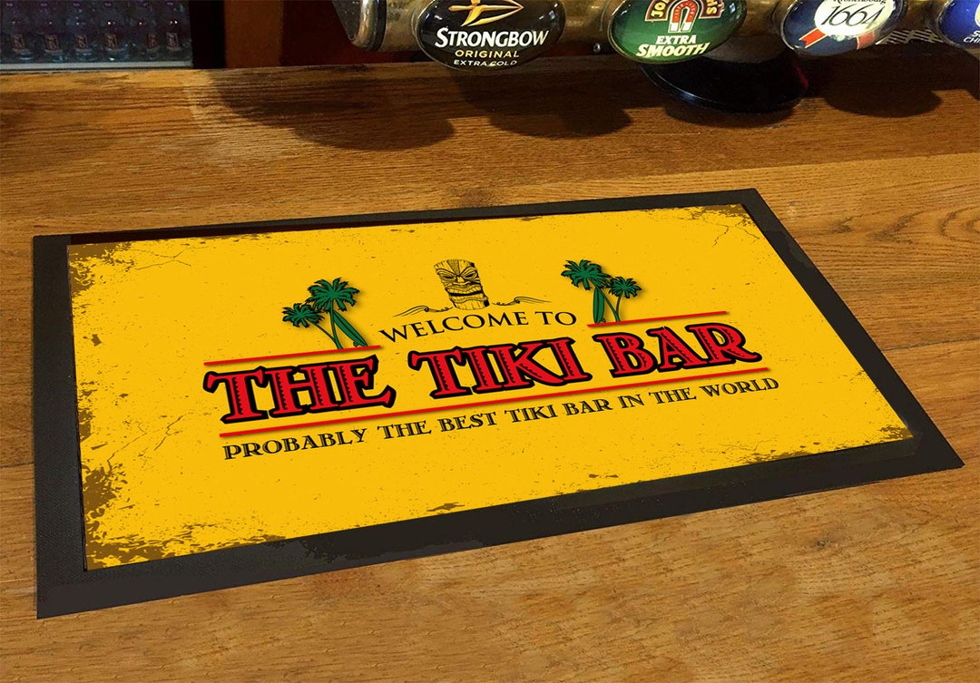 Tiki Bar Runner - Yellow Beach Bar Runner Mat, Home Bar Accessories - Etsy