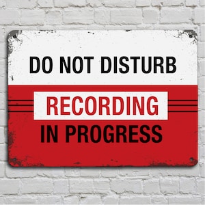 Recording Studio Sign - Recording in Progress A4 Metal Sign - Etsy