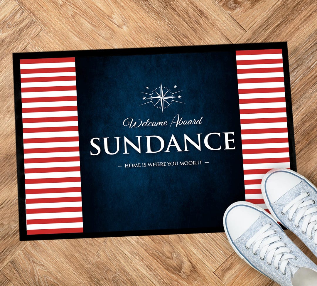 Personalised Boat Mat - Blue - Yacht Sailing Boat - 60x40cm Door Mat ...