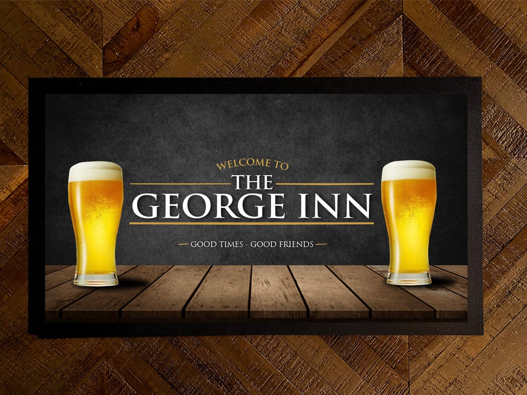 Personalised Bar Runner Mat - With Any Name Grey Grunge Pub Bar Runner ...