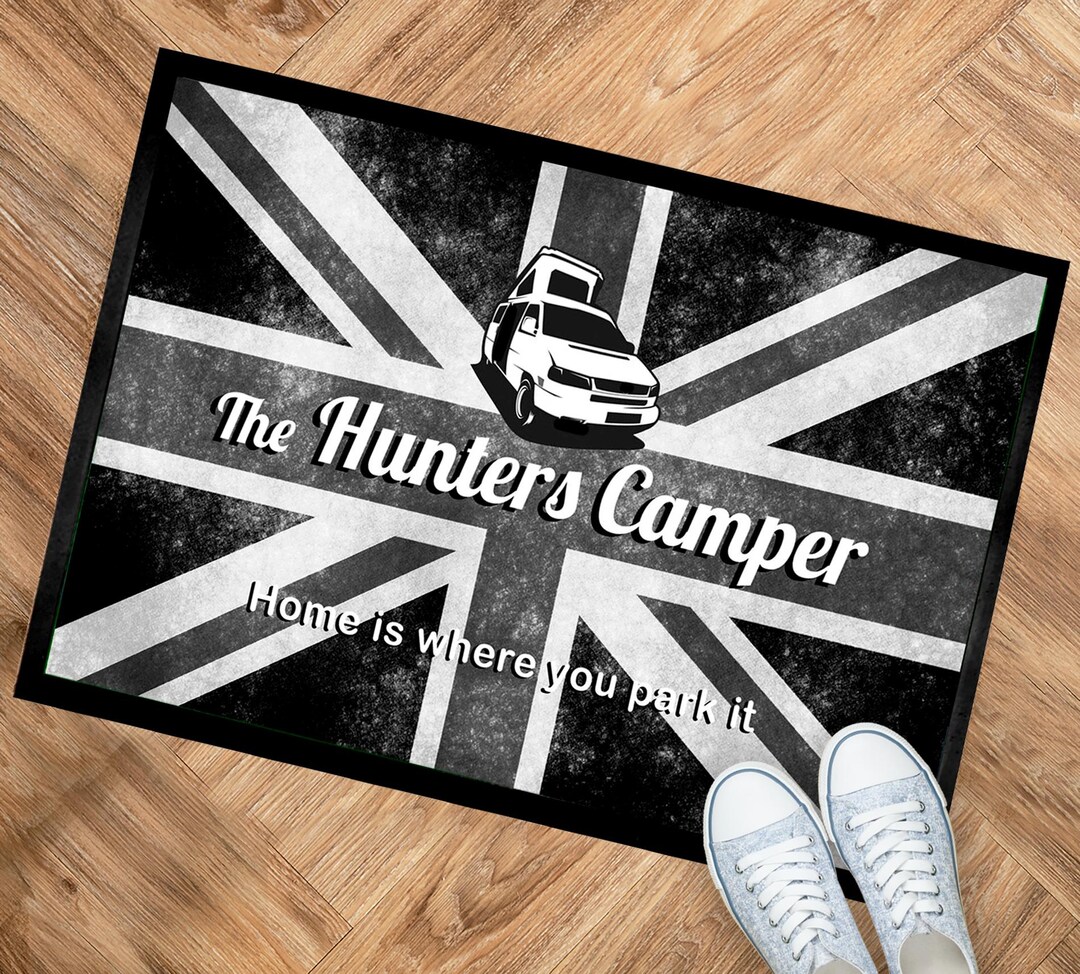 Personalised Pop Top Campervan Door Mat Union Jack Flag 60 X 40cm, Non ...