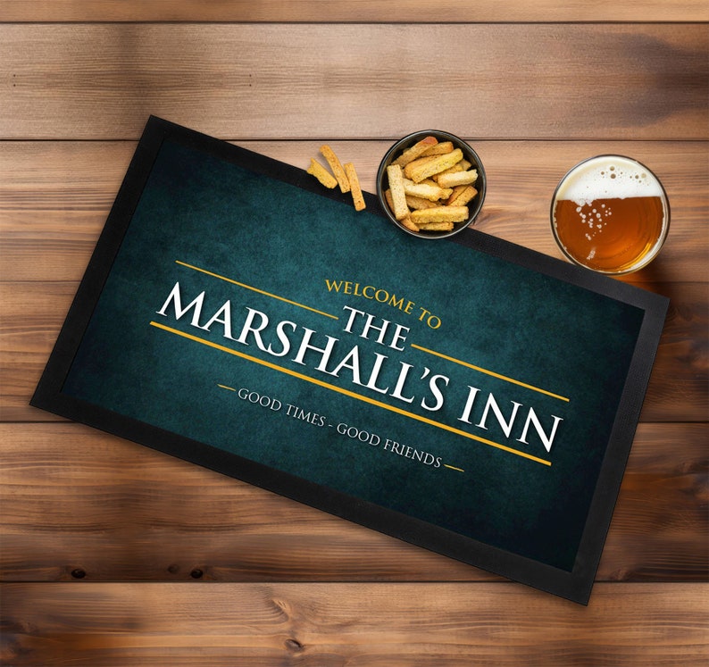 Personalised Bar Mat | Bar Coaster Set - Grunge Design | Custom Beer ...