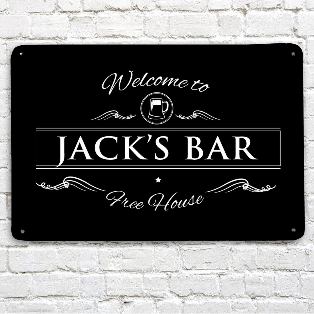 Personalised Bar Sign - Welcome Pints Printed Metal Sign A4 Home Bar ...