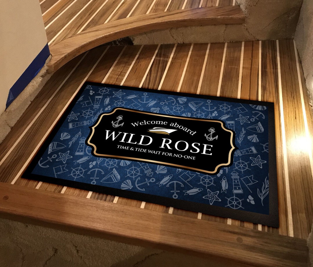 Personalised Boat Mat - Blue Grunge - Sailing Boat , Yacht, Nautical ...