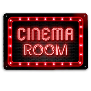 Cinema Room Sign - Printed Home Cinema Movie Room A4 Metal Sign, Red ...