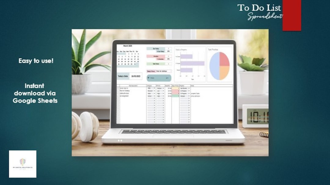 To Do List, Google Sheets, Digital Planner Spreadsheet, Task Planner ...