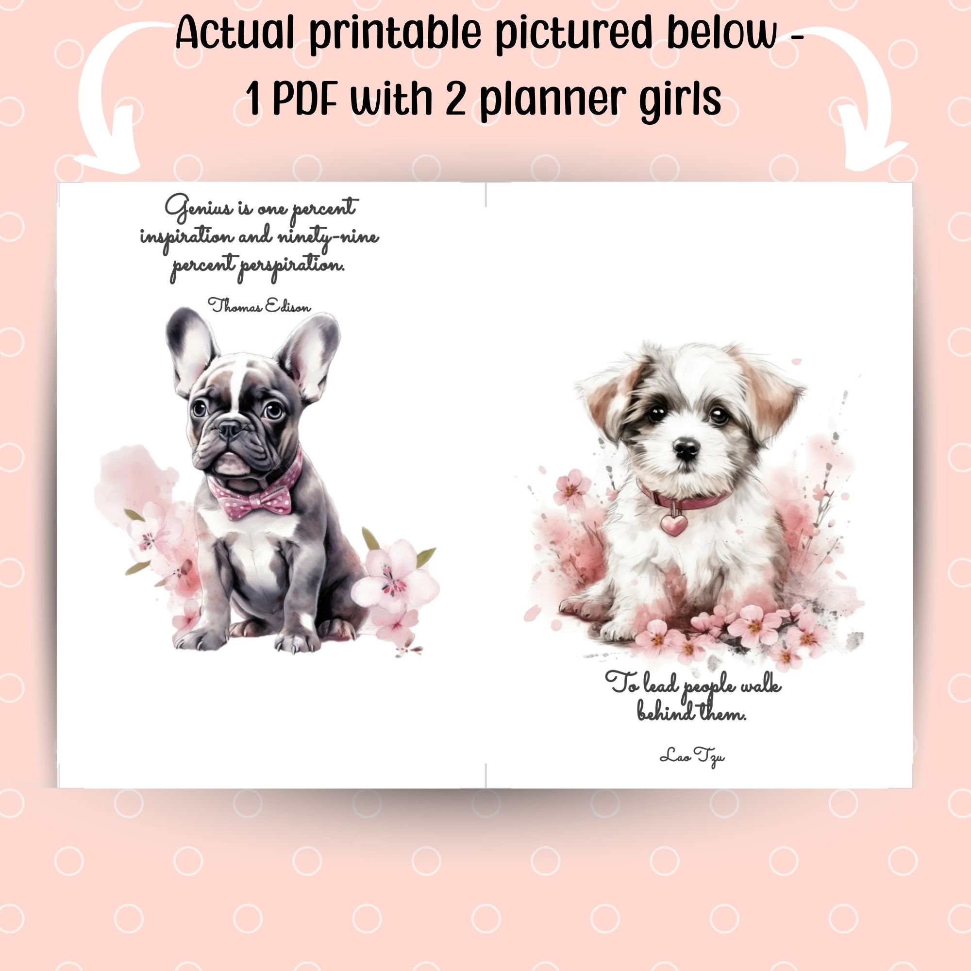 Printable Planner Planner Dashboard, Cute Doggie Planner Dashboards, 3 ...