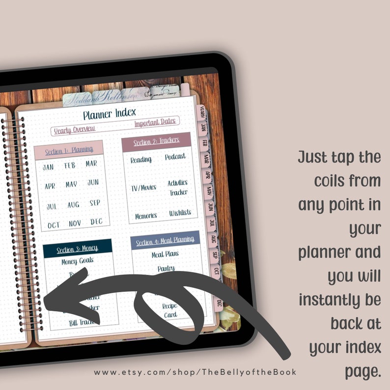 Digital Planner - Vintage Themed | UNDATED | Landscape With Tabs That ...