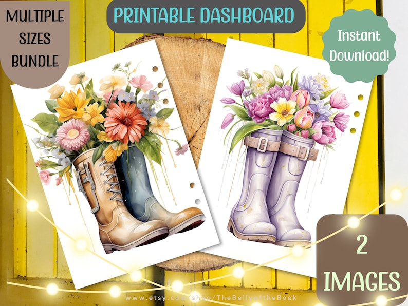 Spring Rain Boots Printable Planner Dashboards NO BACKGROUND - Instant ...