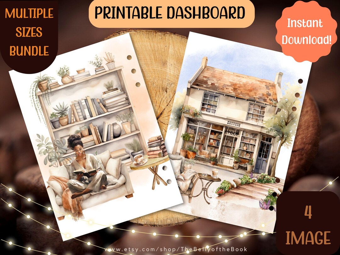 Watercolor Book Lover Planner Dashboards: Multiple Sizes (instant ...