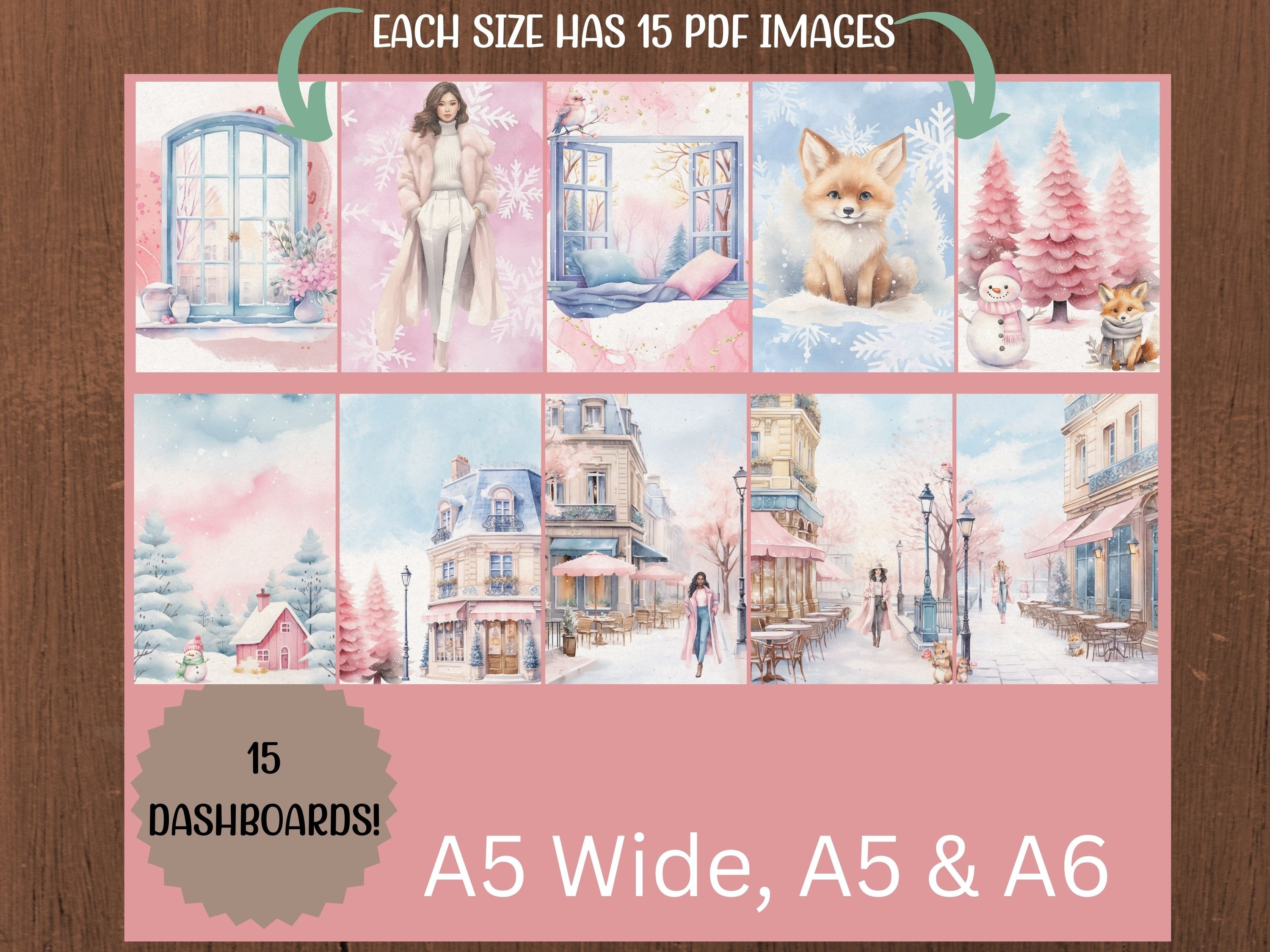 Winter Wonderland Planner Dashboards A5, A5 Wide & A6 15 Variations ...