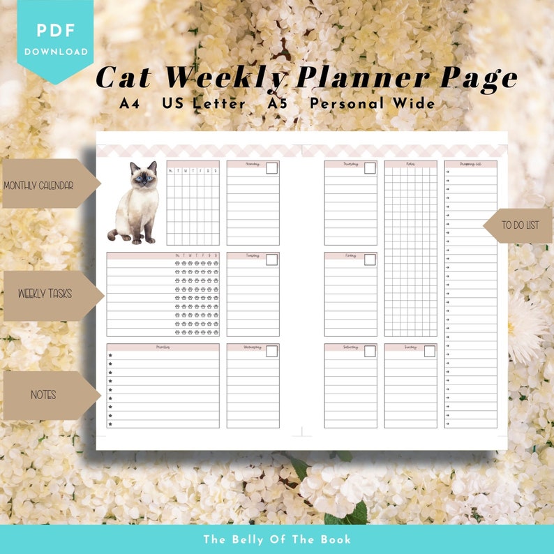 Printable Weekly Planner Page Insert, Weekly Schedule Undated Planner ...