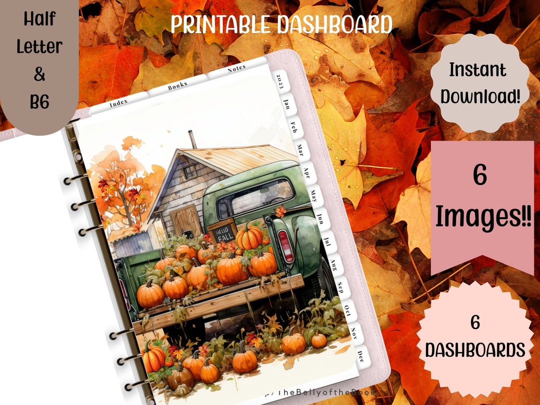 Fall-inspired Planner Dashboard - Half Letter and B6 Sizes - Instant ...