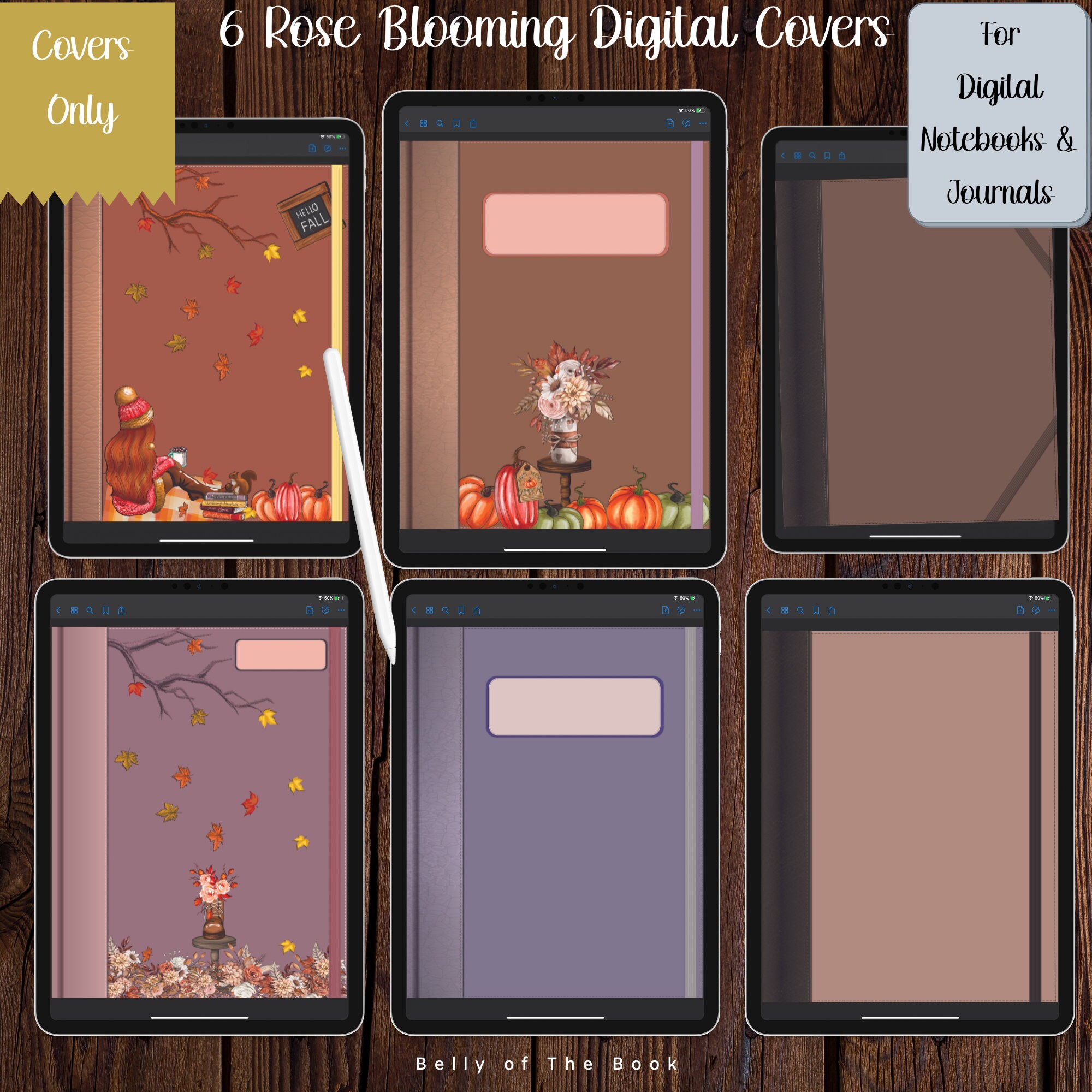 6 Digital Notebook / Journal Covers for Digital Planners or Notebooks ...
