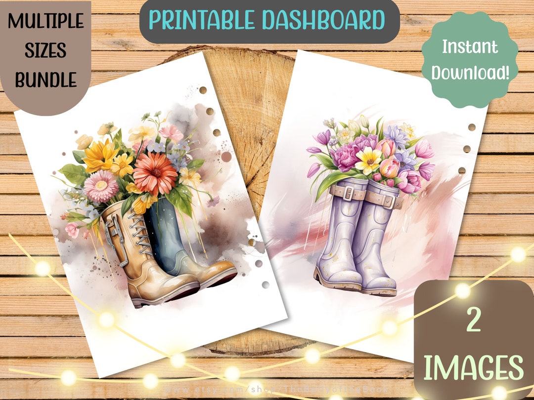Spring Rain Boots Printable Planner Dashboards With Background ...