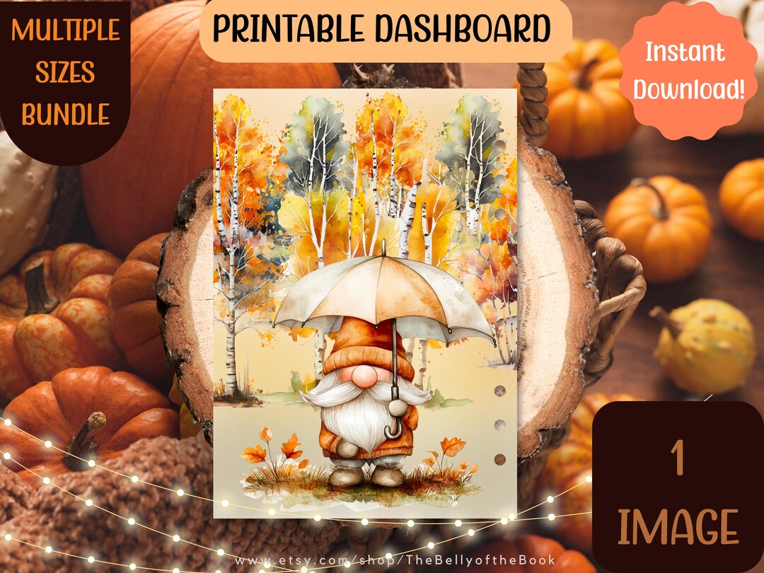 Autumn Gnome Printable Planner Dashboard - Instant Download - Multiple ...